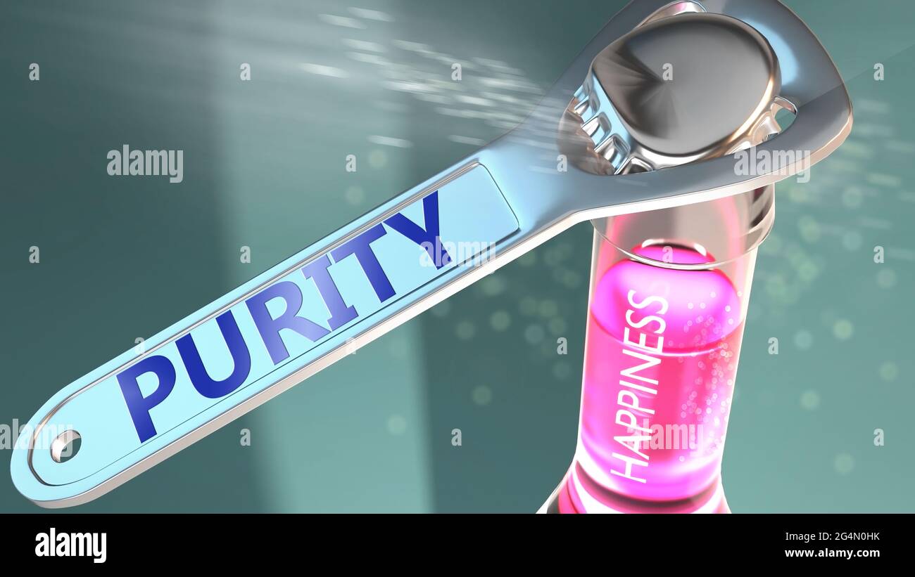 Purity open the way for happiness and brings joy - shown as a happy bottle opened by Purity to ...
