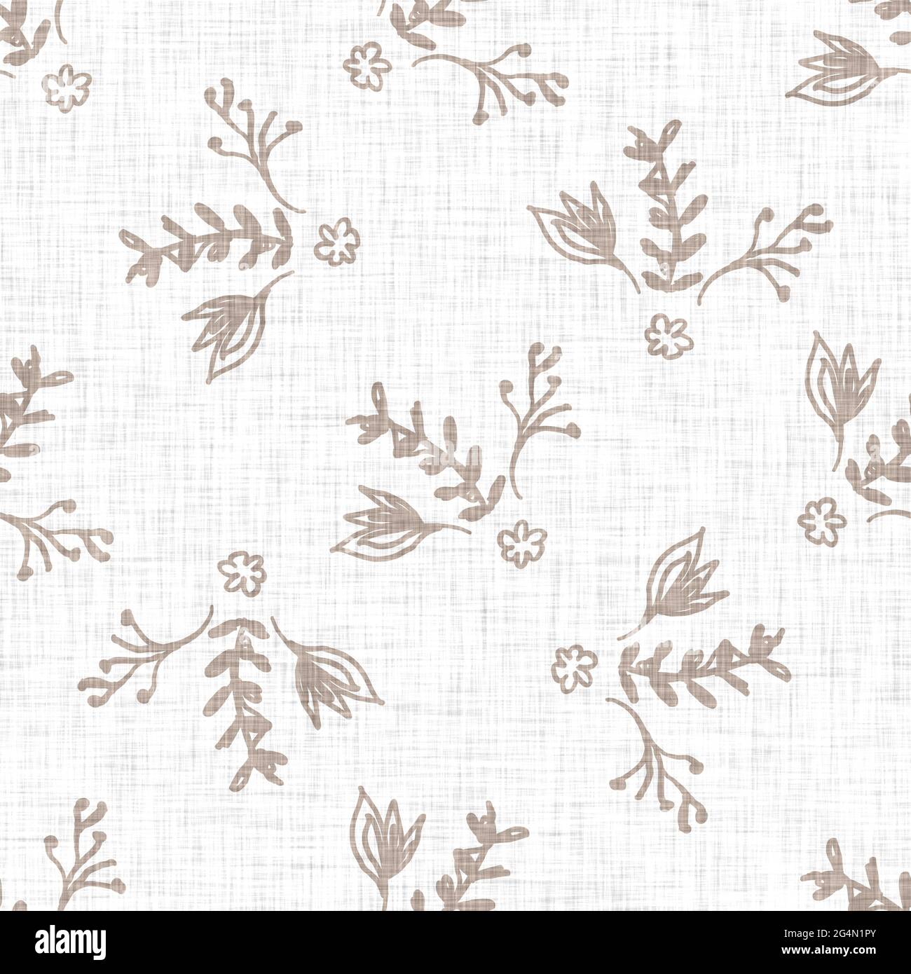 Seamless minimalist doodle flower pattern background. Calm two tone ...