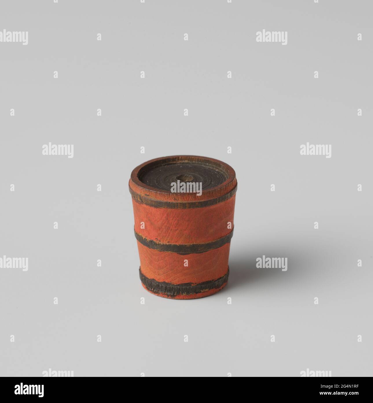 Bucket, solid, painted in red and black. Bucket, solid rotated of red ...