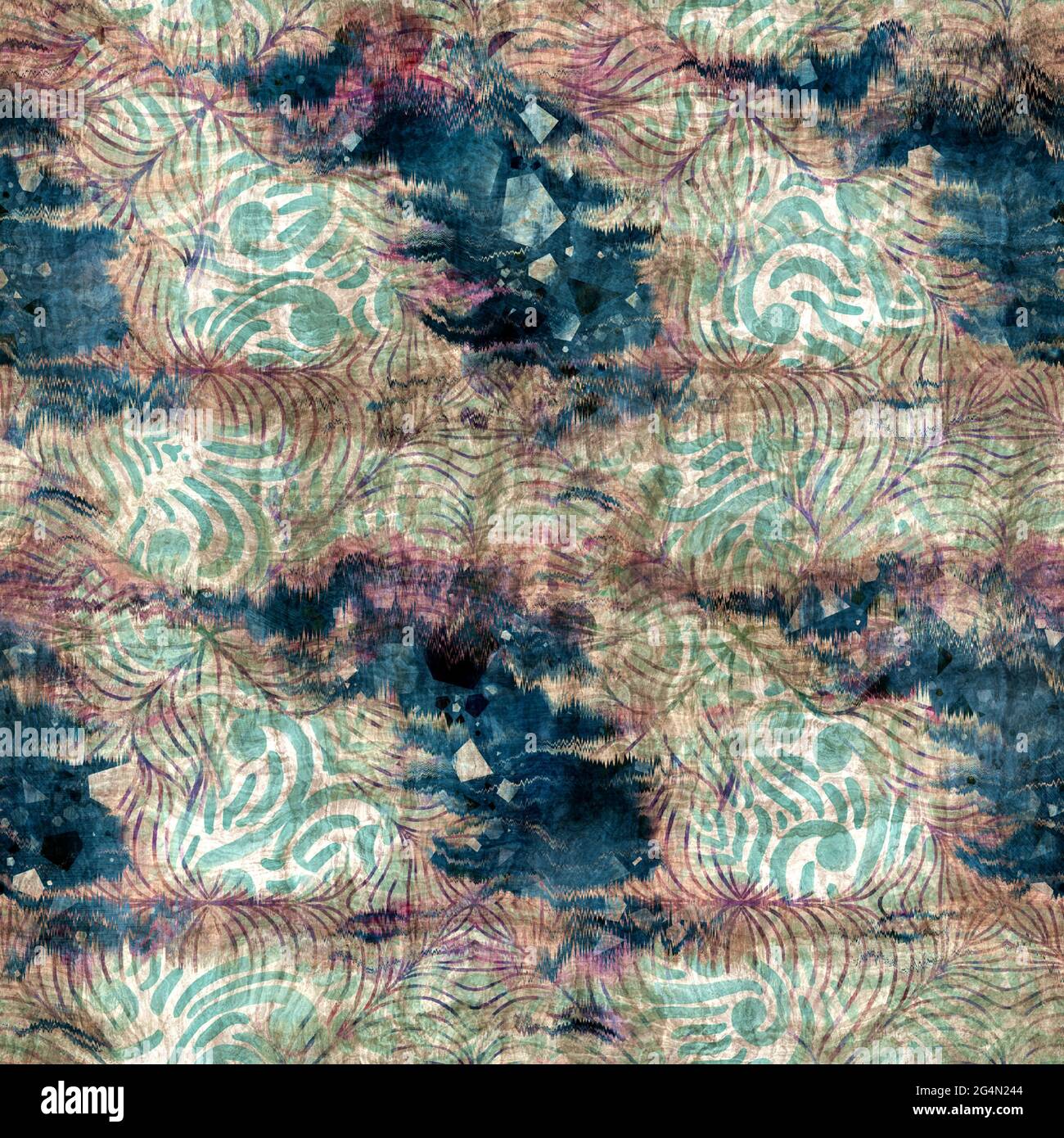 Seamless elegant mixed media pattern in navy, blue, pink, and cream ...