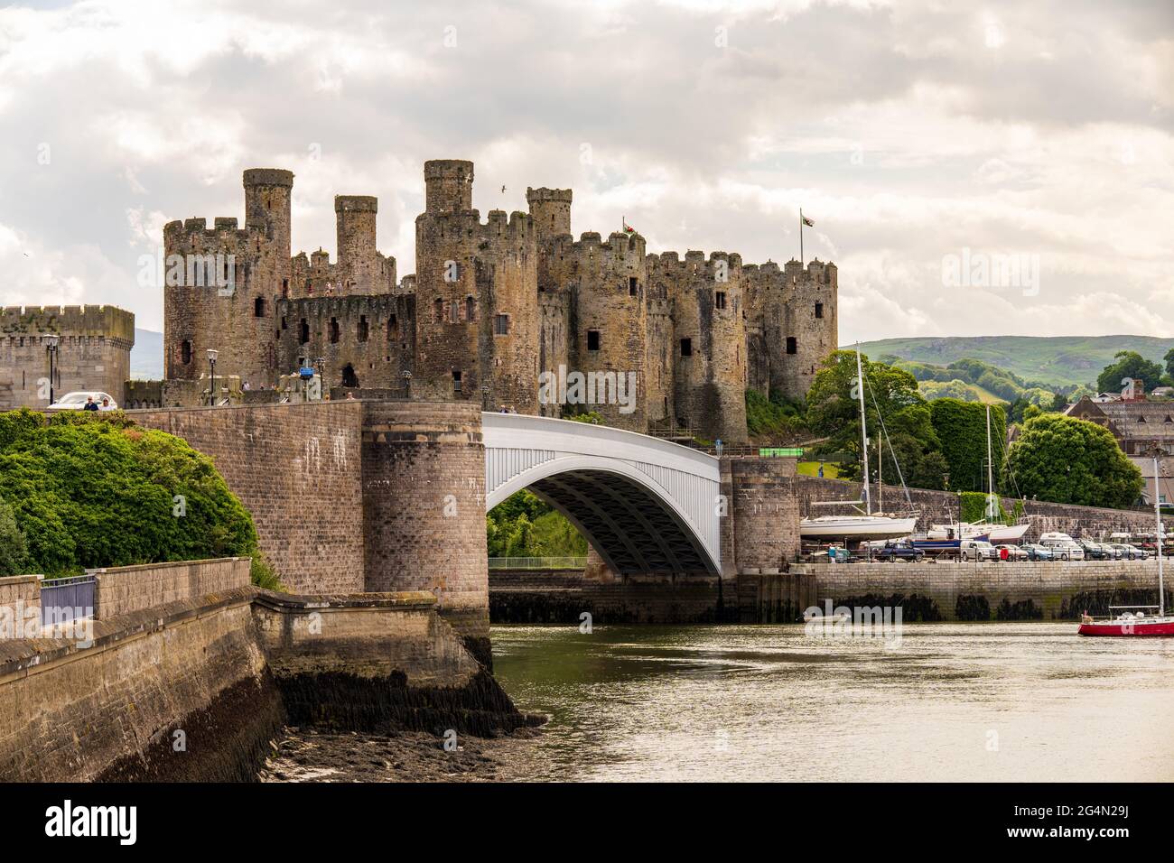 Conway castle and bridge north Wales Stock Photo - Alamy