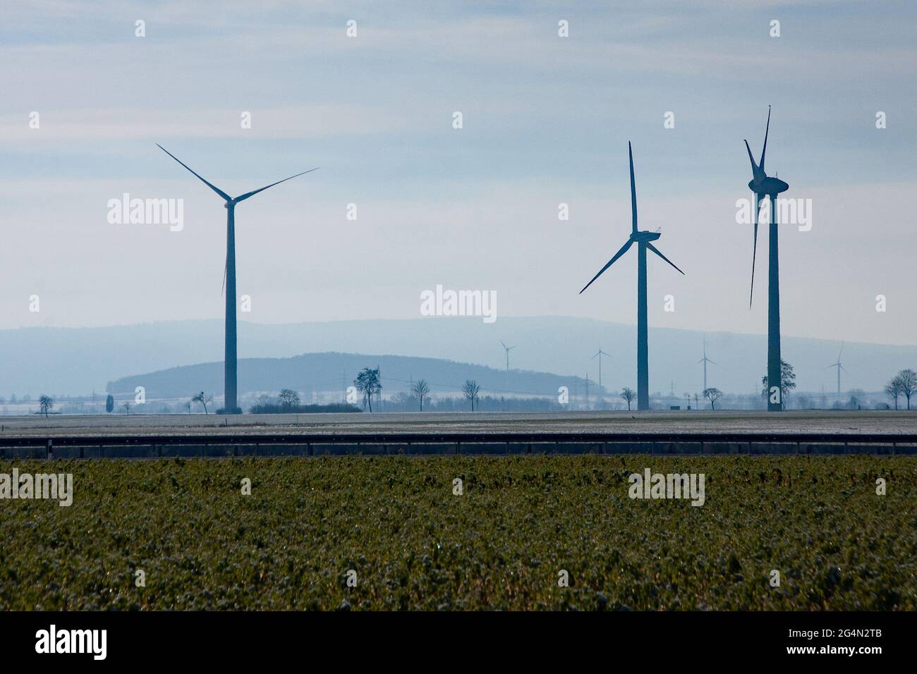 wind turbines on a landscape Stock Photo - Alamy