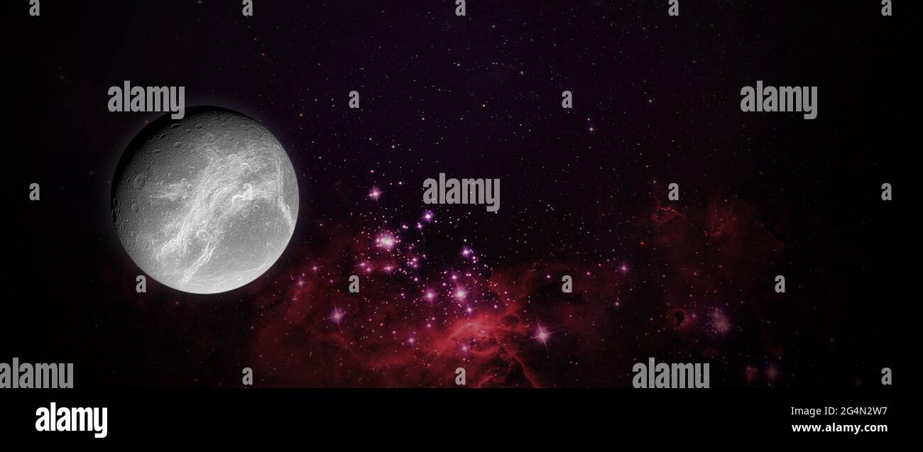 planet earth satellite moon fly in the space with stars galaxy ...