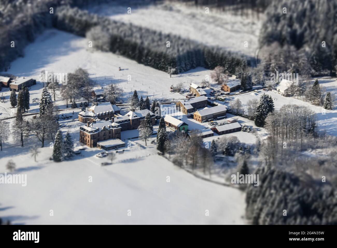 Small town on a wintery morning Stock Photo - Alamy