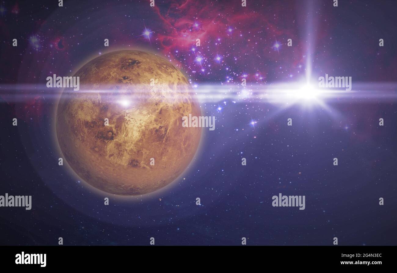 the venus planet in the space, galaxy science creative art background ...