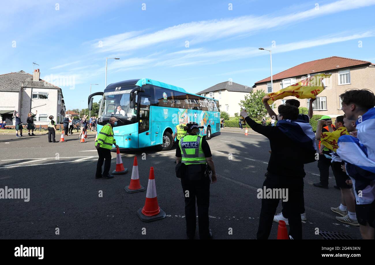 Scotland team bus arrives at Hampden Park, Glasgow. Picture date ...