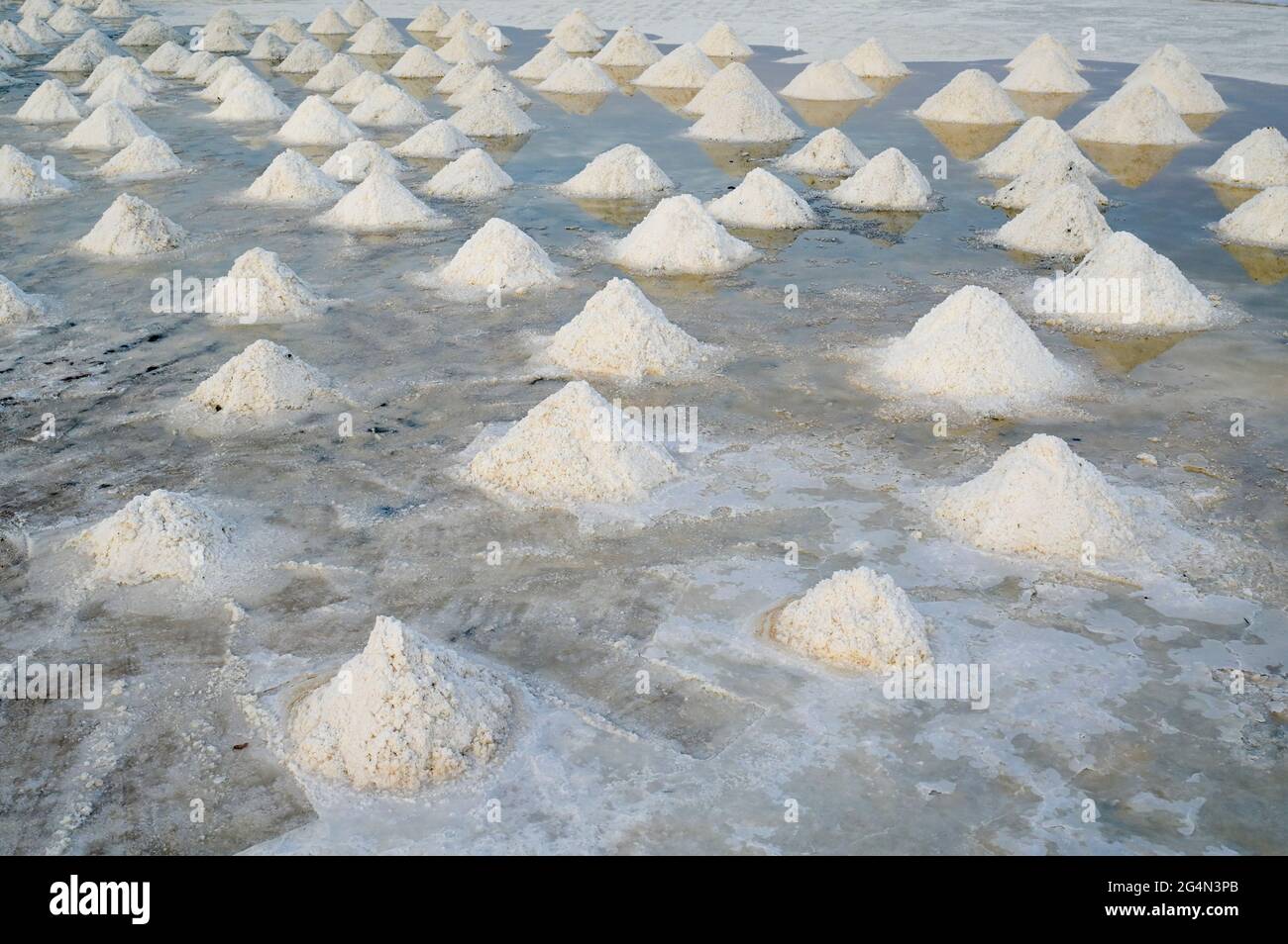 SENEGAL, Kaolack, salt works in saline, sea-salt pans in Saloum river ...
