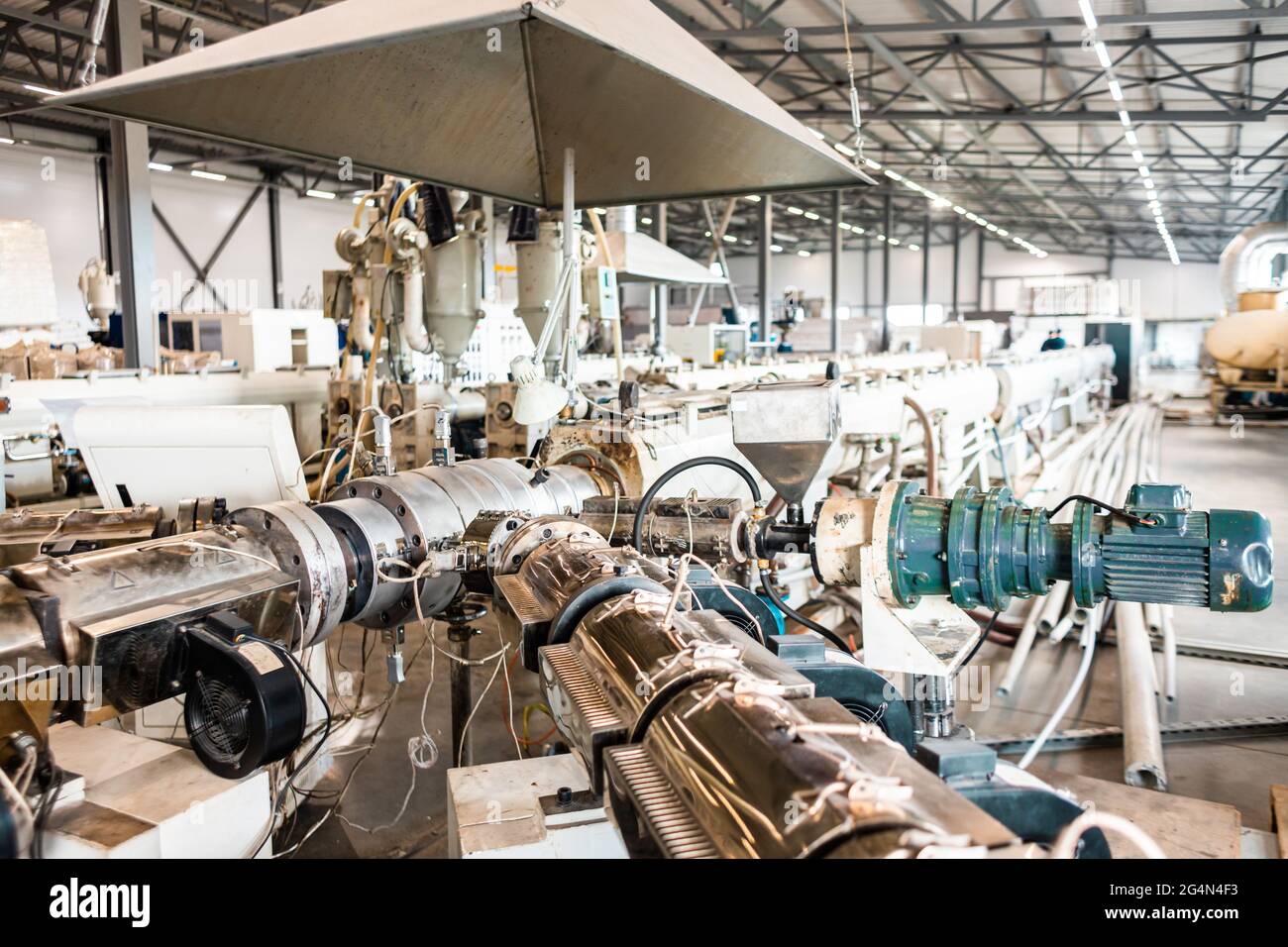 Inside factory. the interior of the equipment used in the polypropylene ...