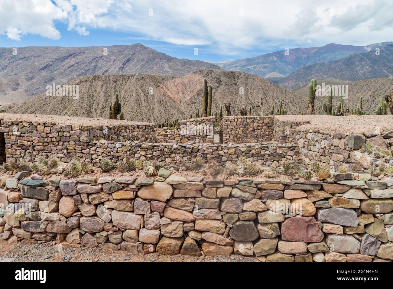 Ruins of pre-Columbian fortification Pucara near Tilcara village in ...