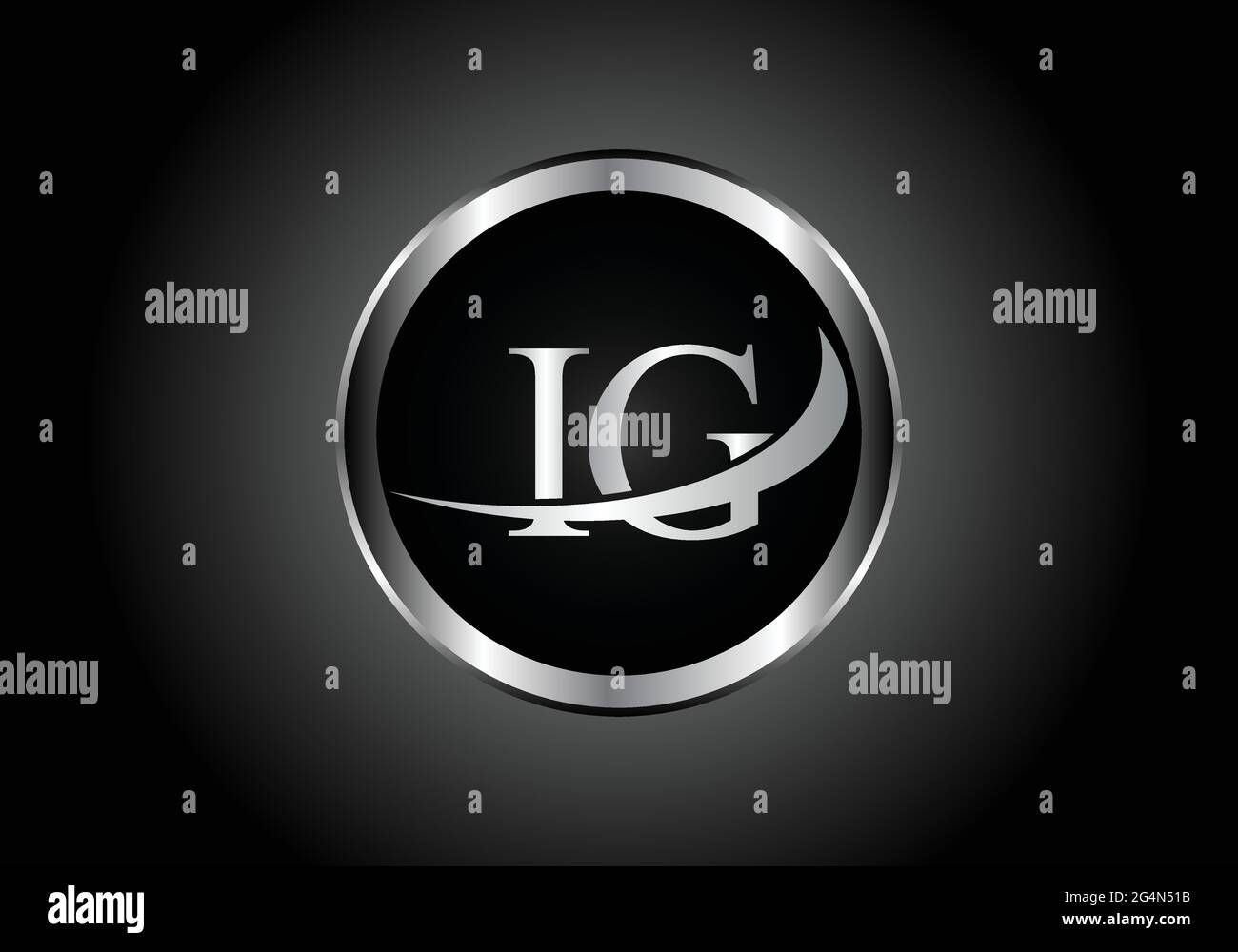 silver letter IG metal combination alphabet logo icon design with grey ...