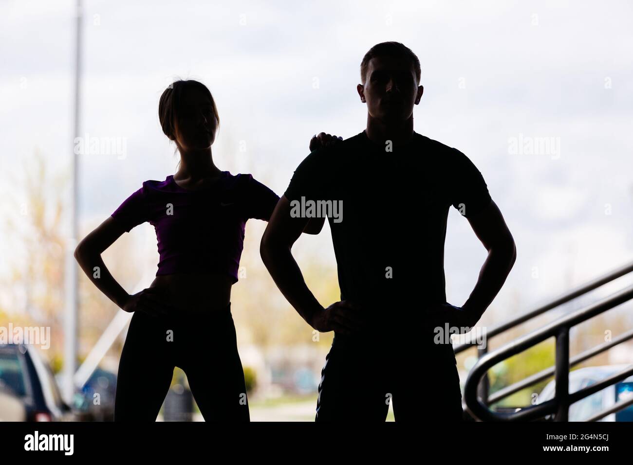 couple woman man exercising workout fitness aerobics posture in ...