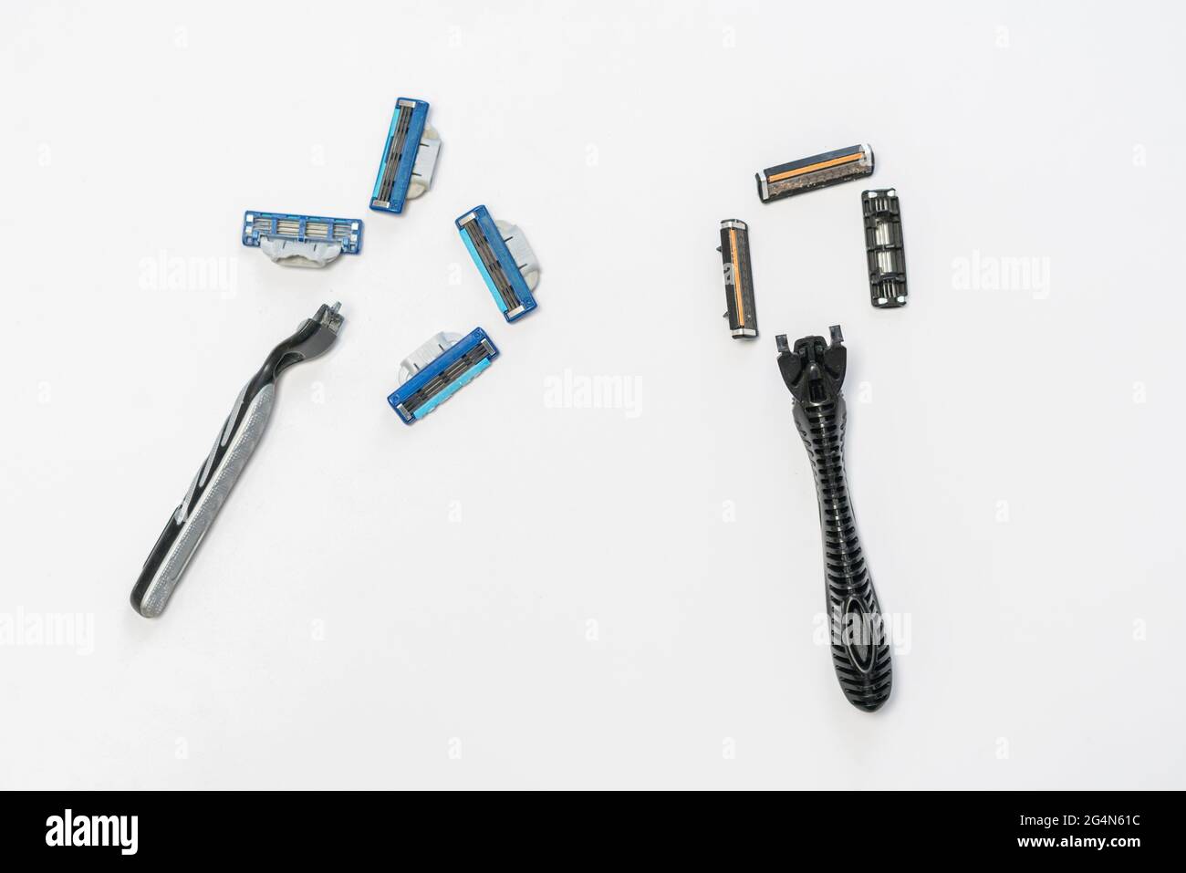 a simple set of a razor and blades isolated on the colorful background ...