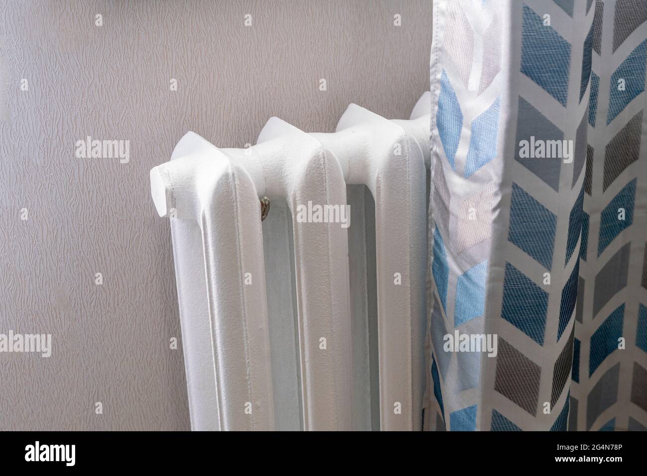 old vintage metal white heating battery at home apartment Stock Photo ...