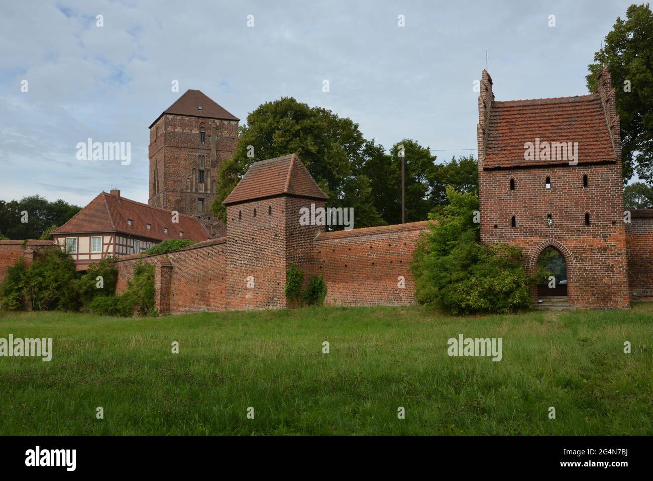 A historic Old Bishop's Palace in Wittstock/Dossel, Germany under a ...