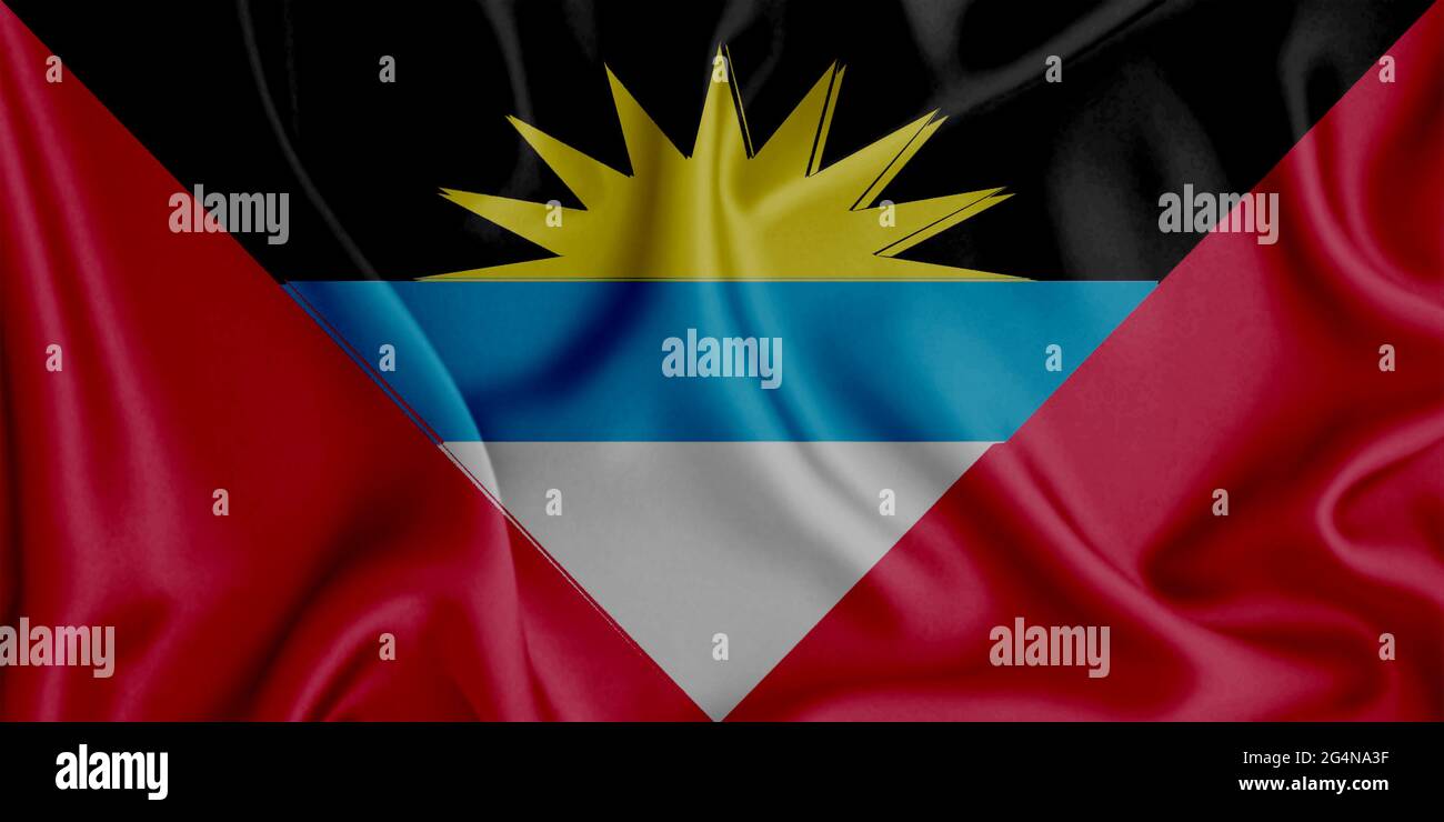 Closeup shot of the national flag of Antigua and Barbuda Stock Photo ...