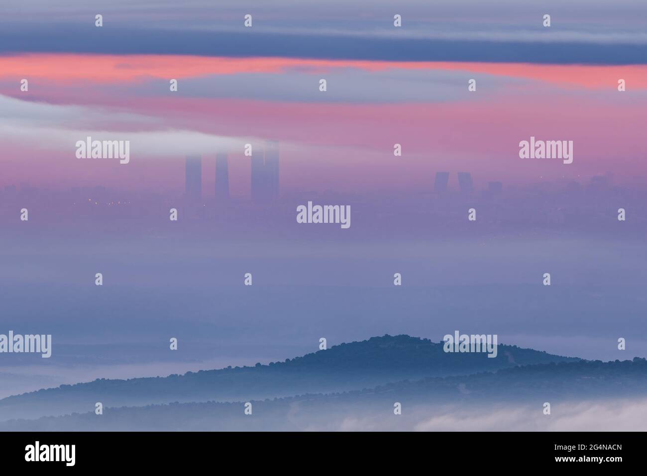 Aerial view of modern skyscrapers of Cuatro Torres in madrid and ...