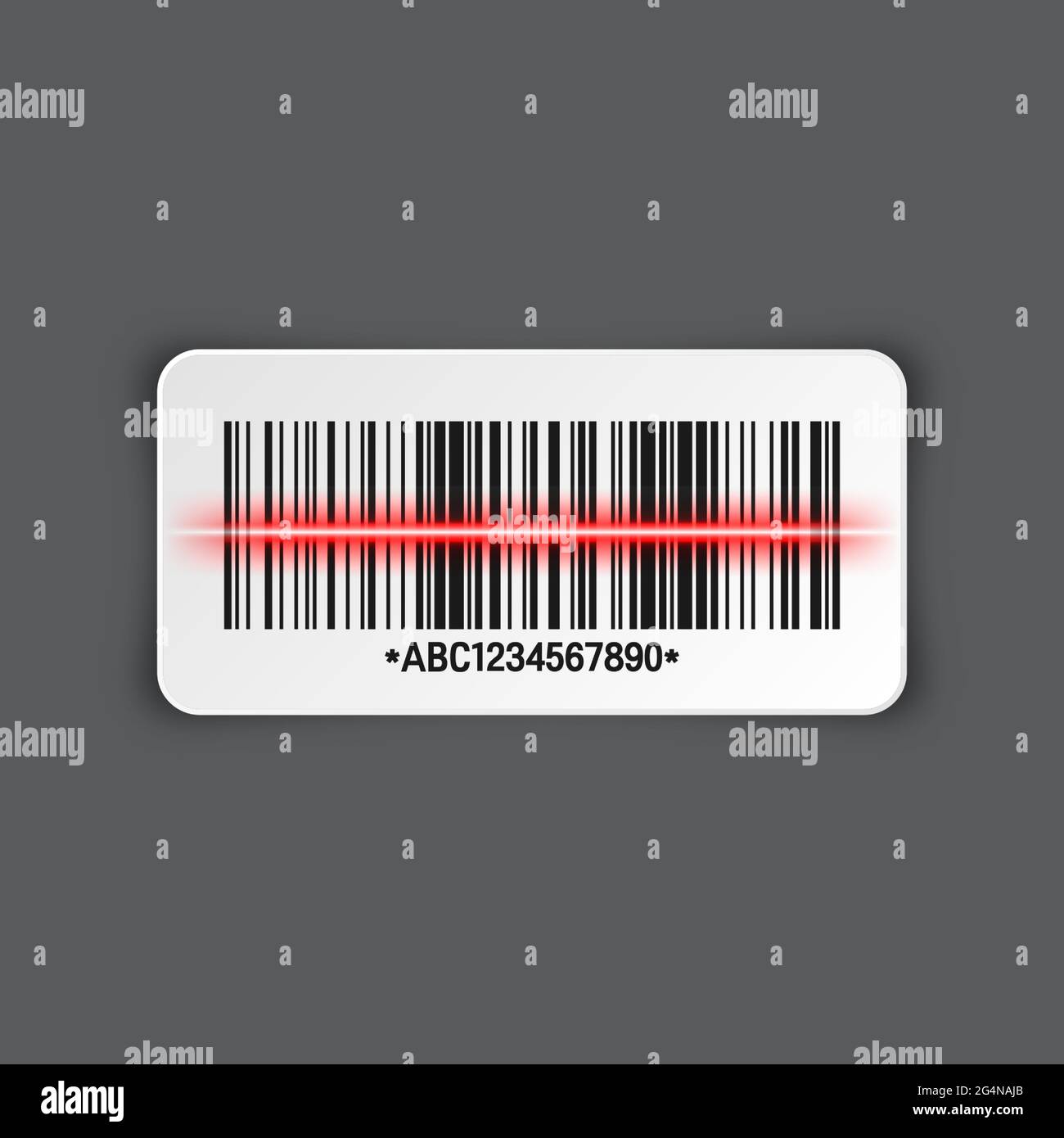 Realistic barcode sticker on gray background. Identification tracking ...