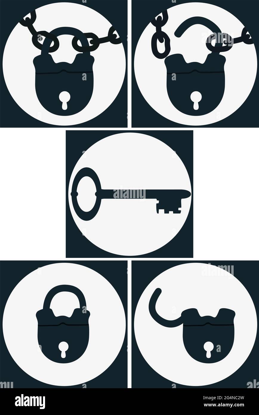 Set flat icons lock, unlock, key, EPS8 - vector graphics Stock Vector ...