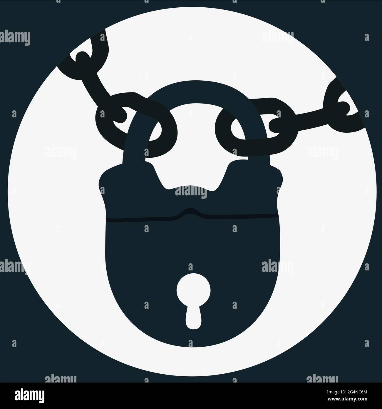 Flat lock with chain icon circle in the square, EPS8 - vector graphics ...