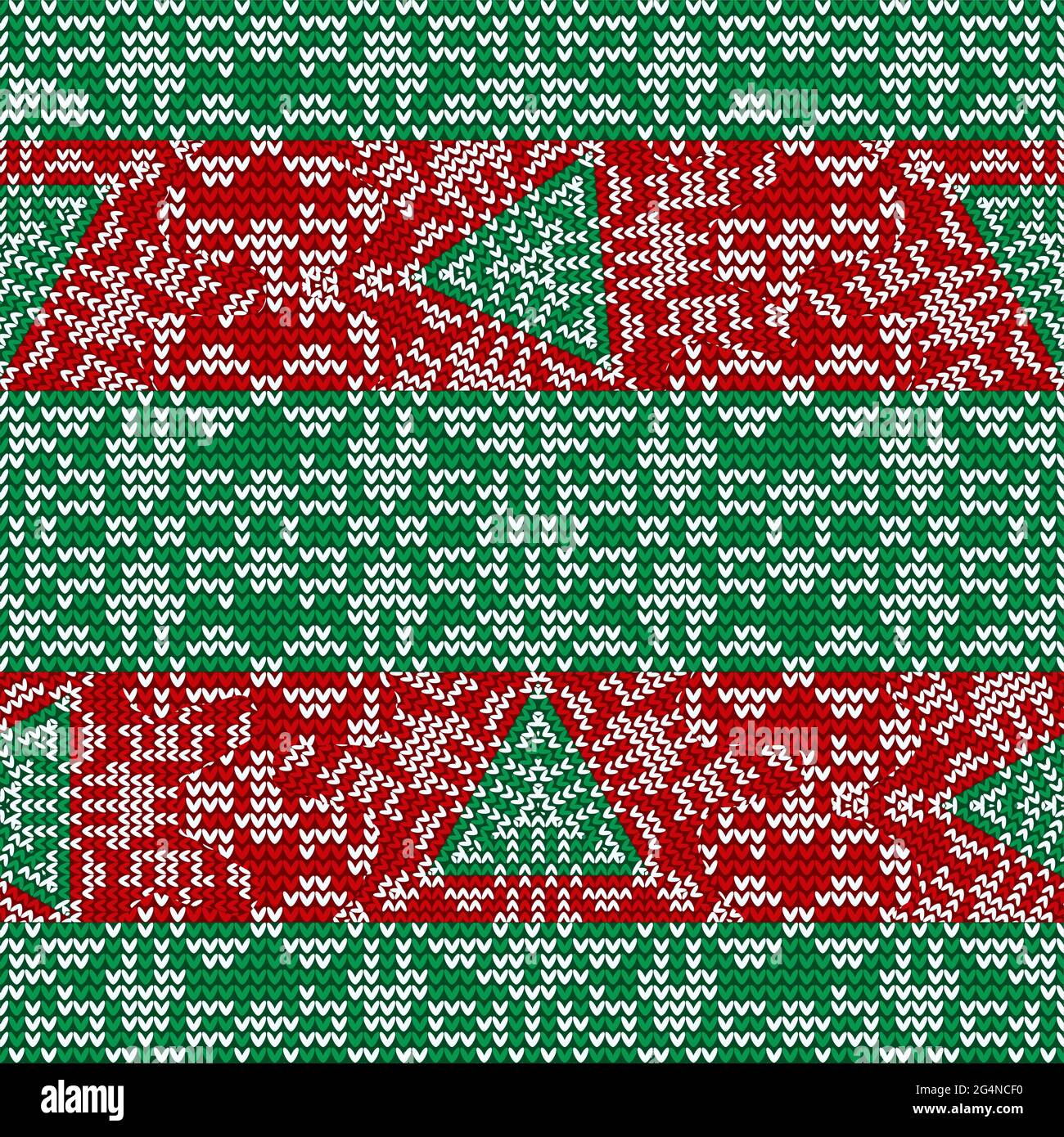 Geometric knitting seamless pattern red green background, EPS8 - vector ...