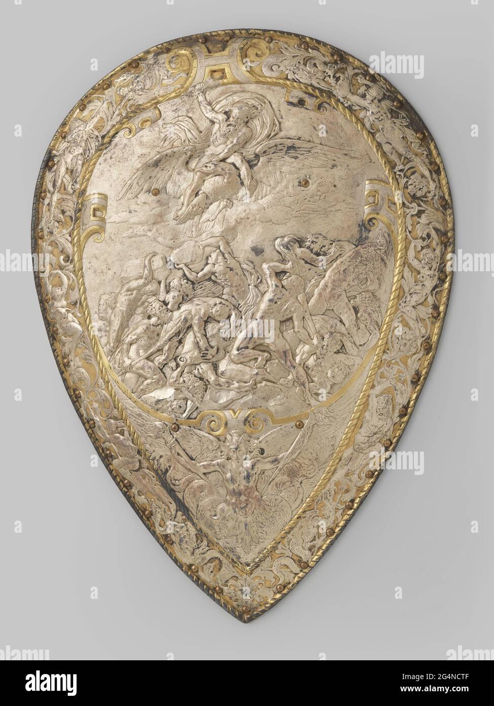 Galvanoplastic reproduction of a shield with the uprising of the titans ...