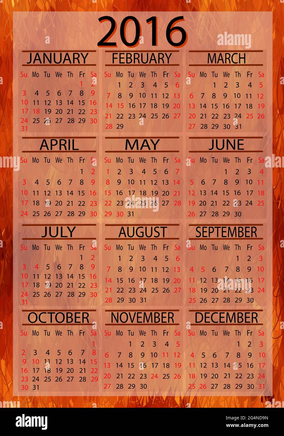 Calendar American 2016, EPS10 - vector graphics Stock Vector Image ...