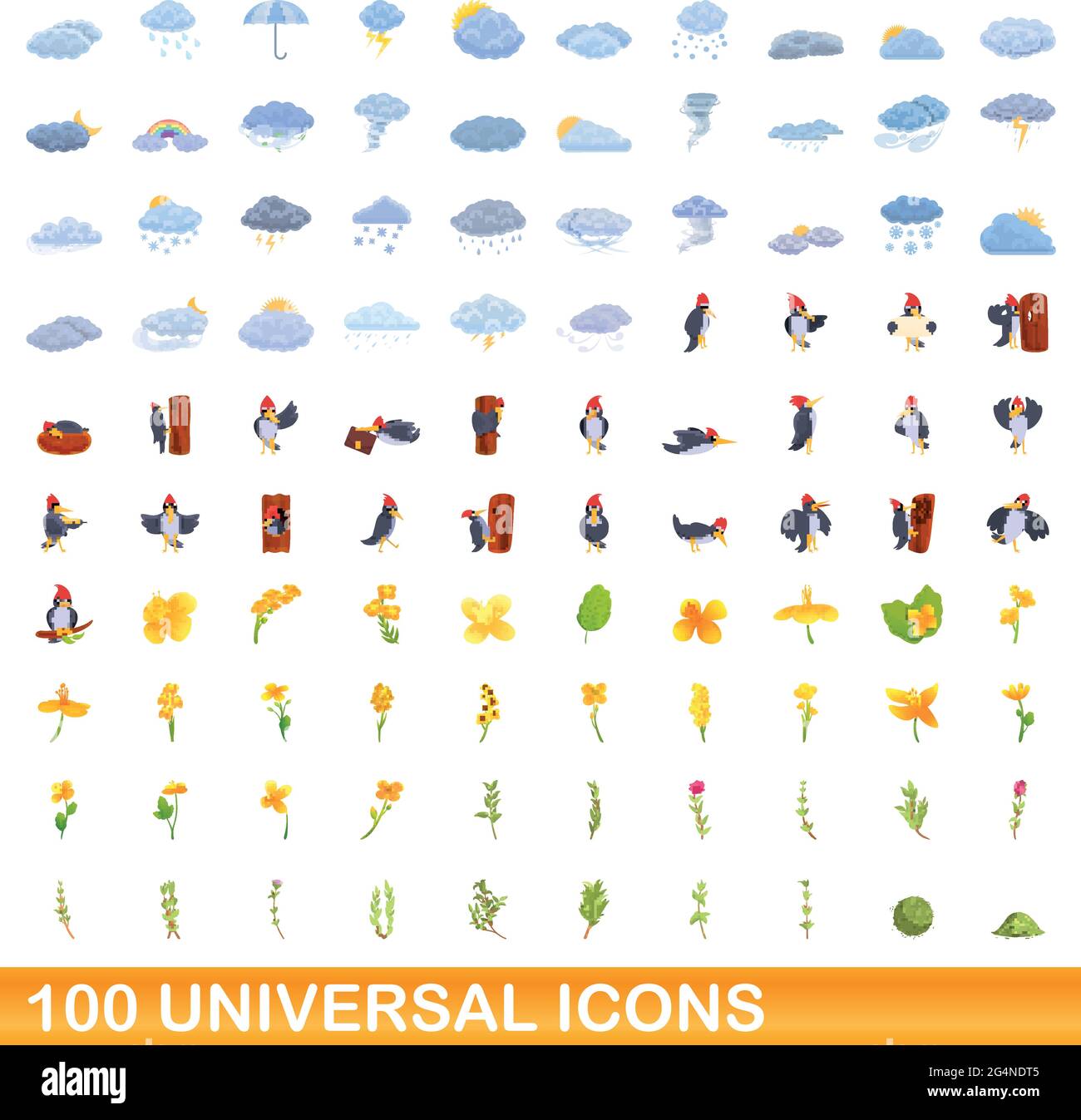 100 universal icons set. Cartoon illustration of 100 universal icons ... 100 universal icons set. Cartoon illustration of 100 universal icons ...