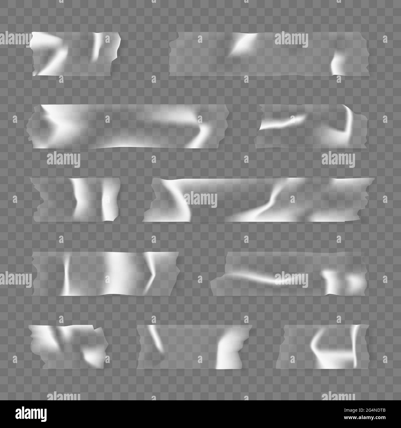 Realistic transparent adhesive tape. Sticky plastic strips collection ...