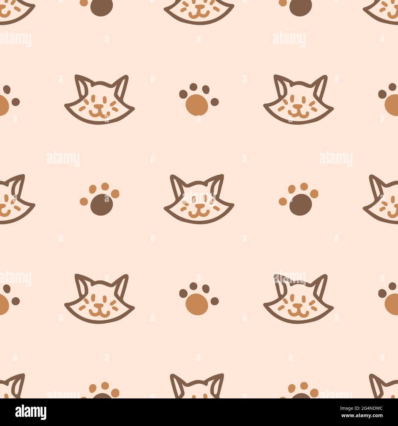 Seamless background pet cat gender neutral pattern. Whimsical minimal ...
