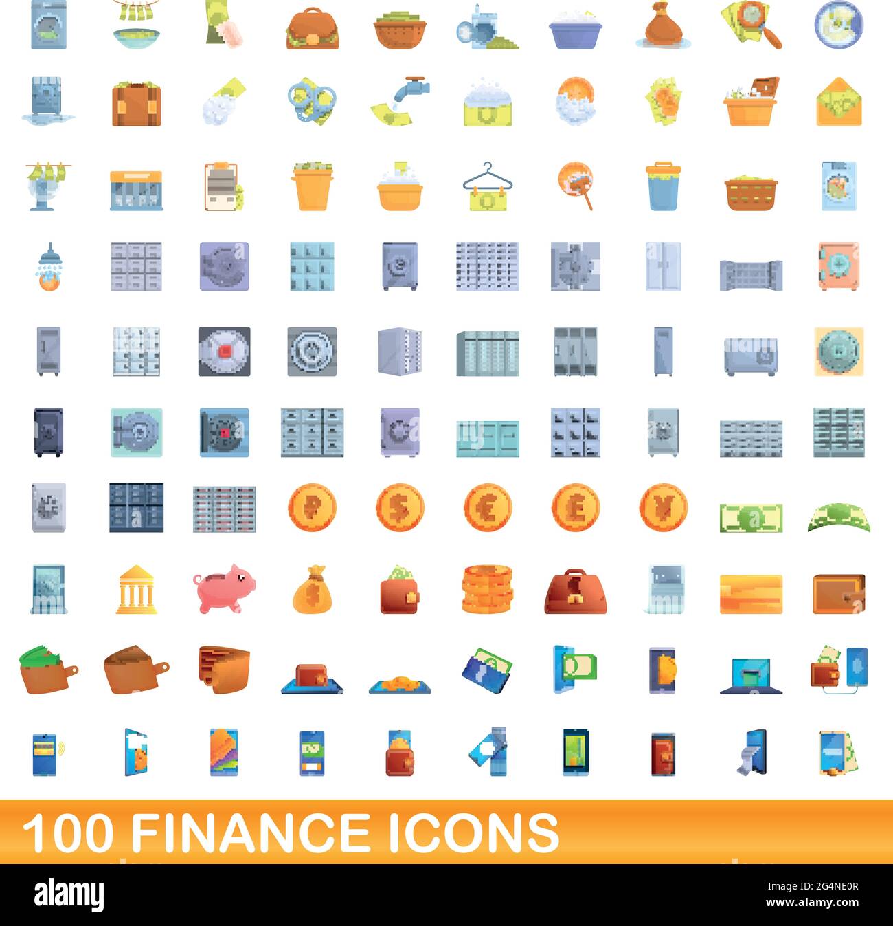 100 finance icons set. Cartoon illustration of 100 finance icons vector ...