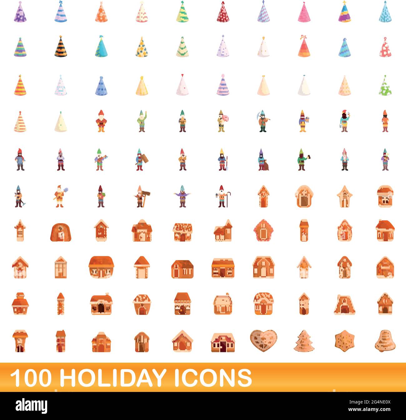 100 holiday icons set. Cartoon illustration of 100 holiday icons vector ...
