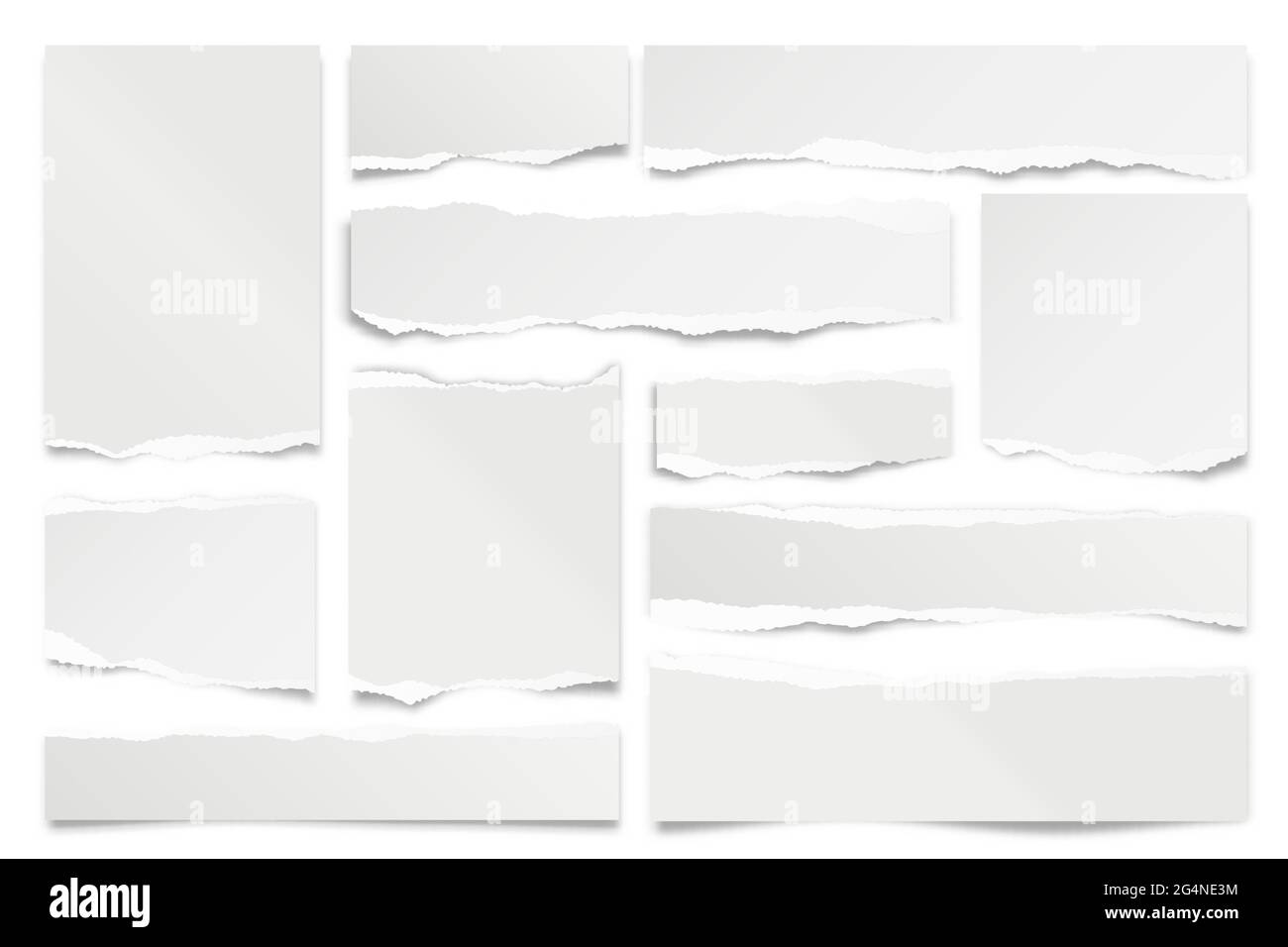 Ripped paper strips isolated on white background. Realistic paper ...