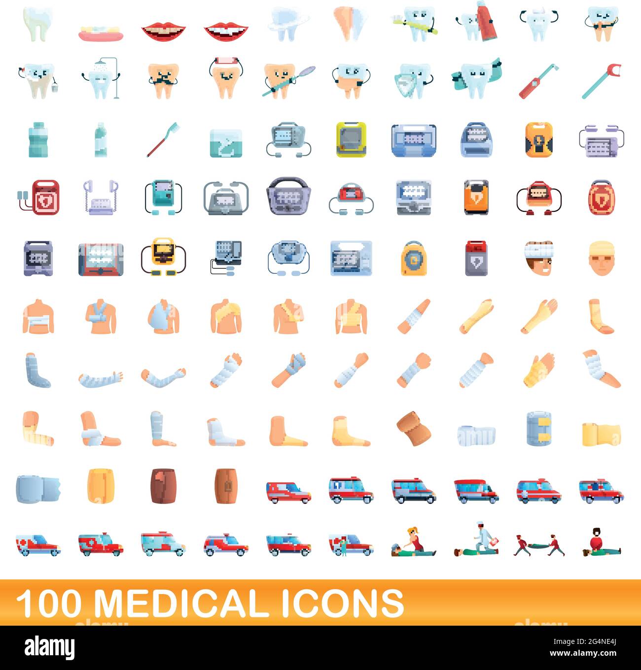 100 medical icons set. Cartoon illustration of 100 medical icons vector ...