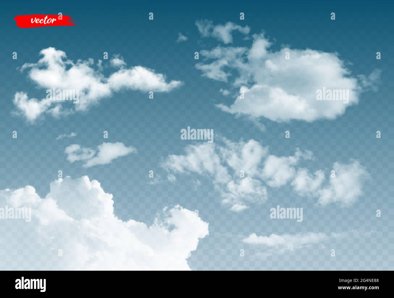 Set of clouds. 3d realistic vector illustration of different clouds on ...