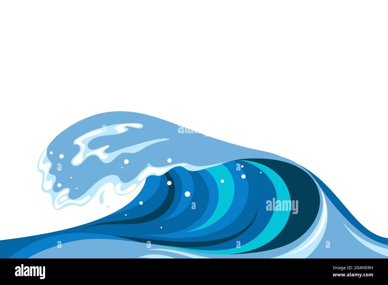 Tsumani wave background in flat cartoon style. Big blue tropical water ...