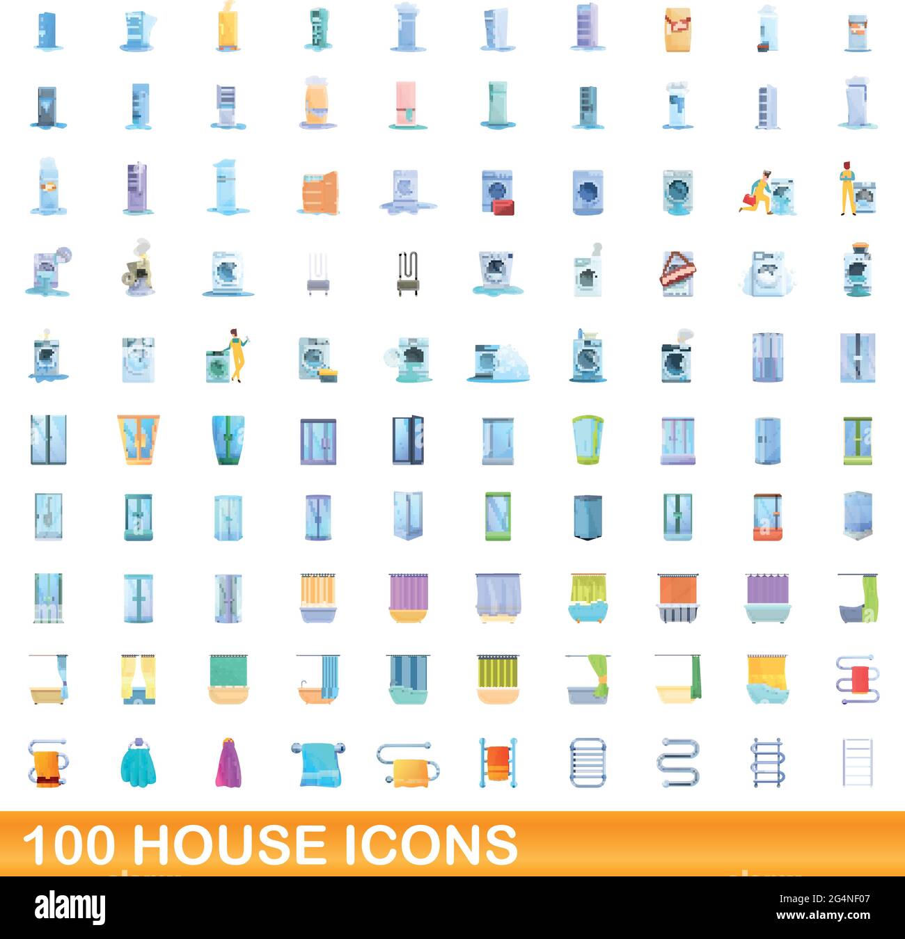100 house icons set. Cartoon illustration of 100 house icons vector set ...