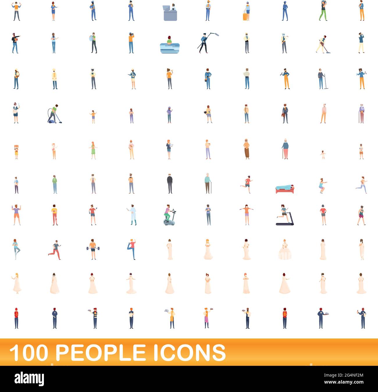 100 people icons set. Cartoon illustration of 100 people icons vector ...