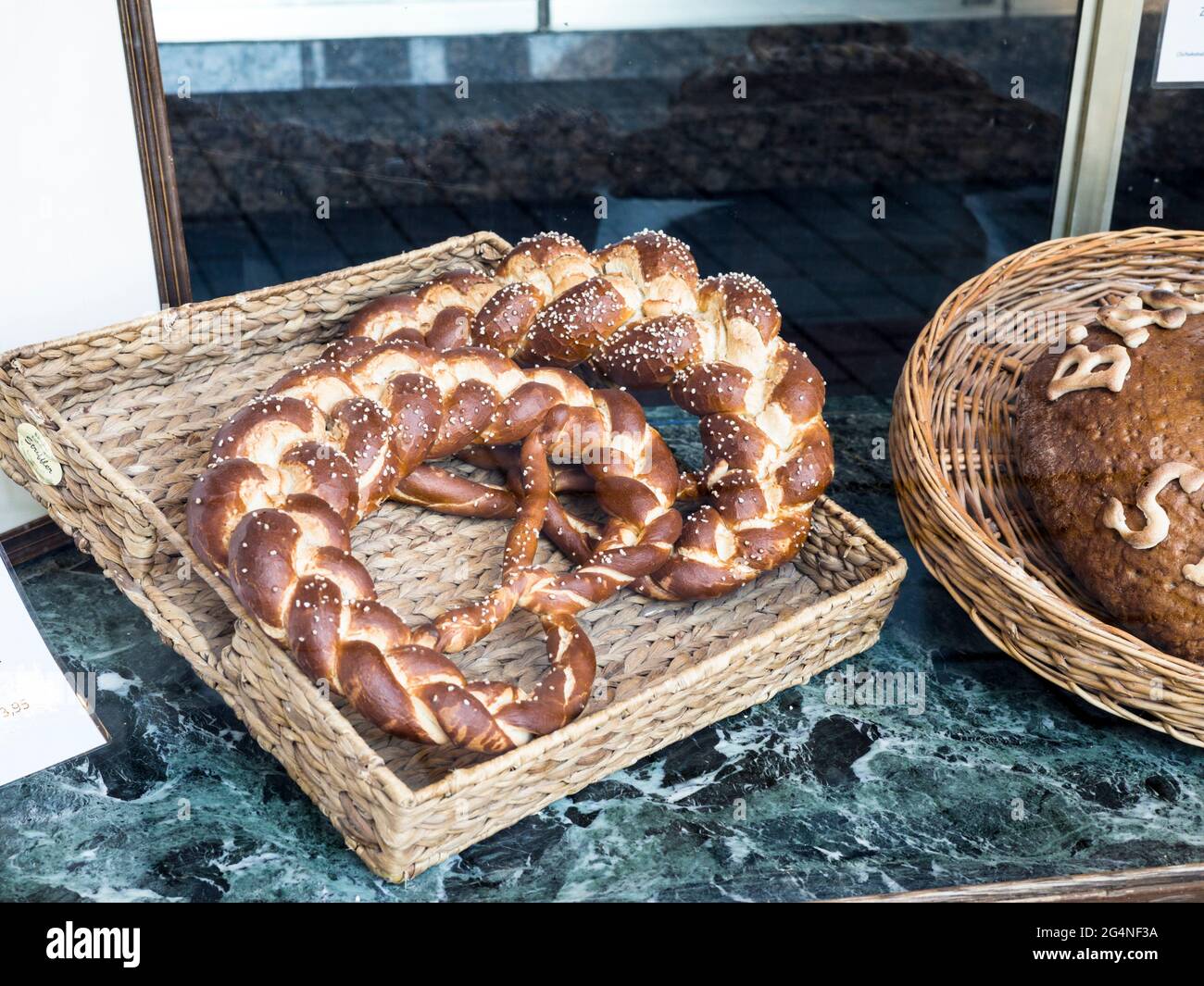 Rothenburg ob der Tauber Franconia/Germany: Brezel in characteristic ...