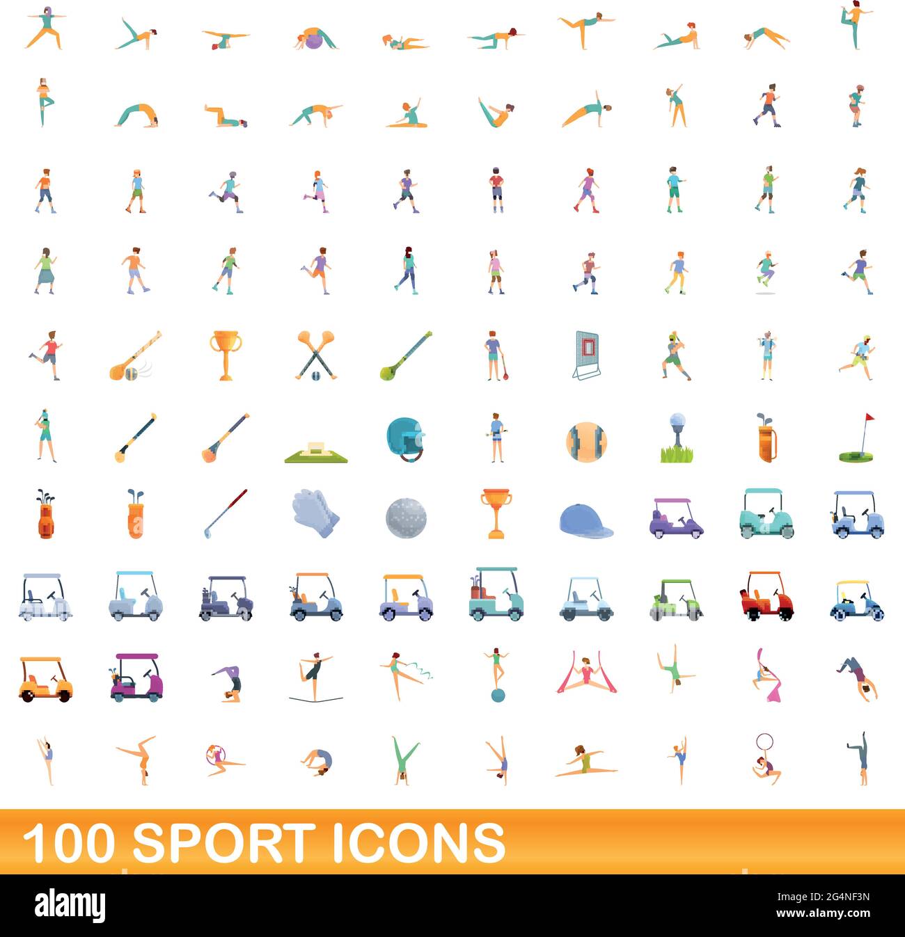 100 sport icons set. Cartoon illustration of 100 sport icons vector set ...