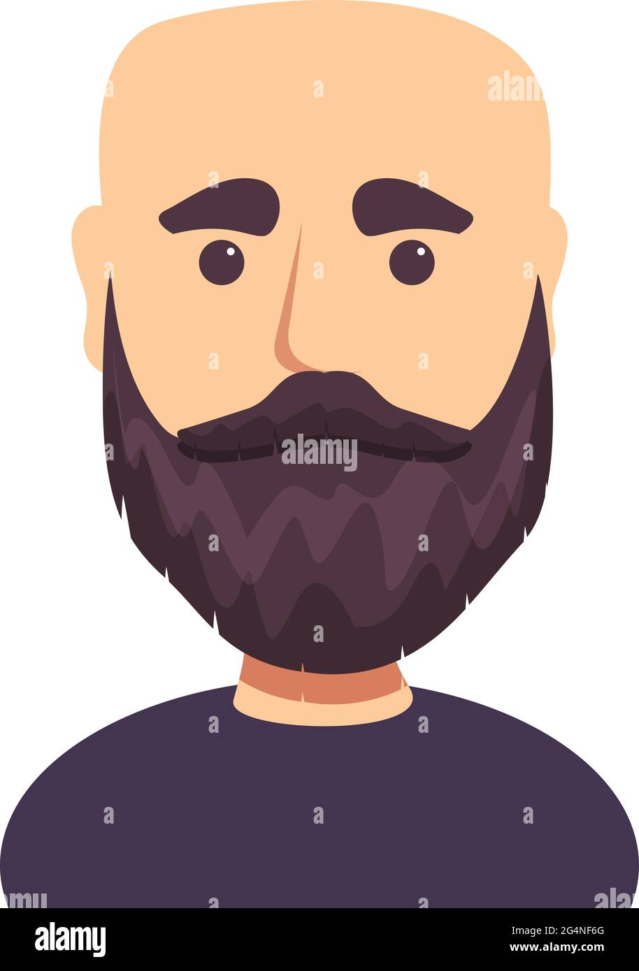 Bald dark haired man with beard icon. Cartoon of Bald dark haired man ...