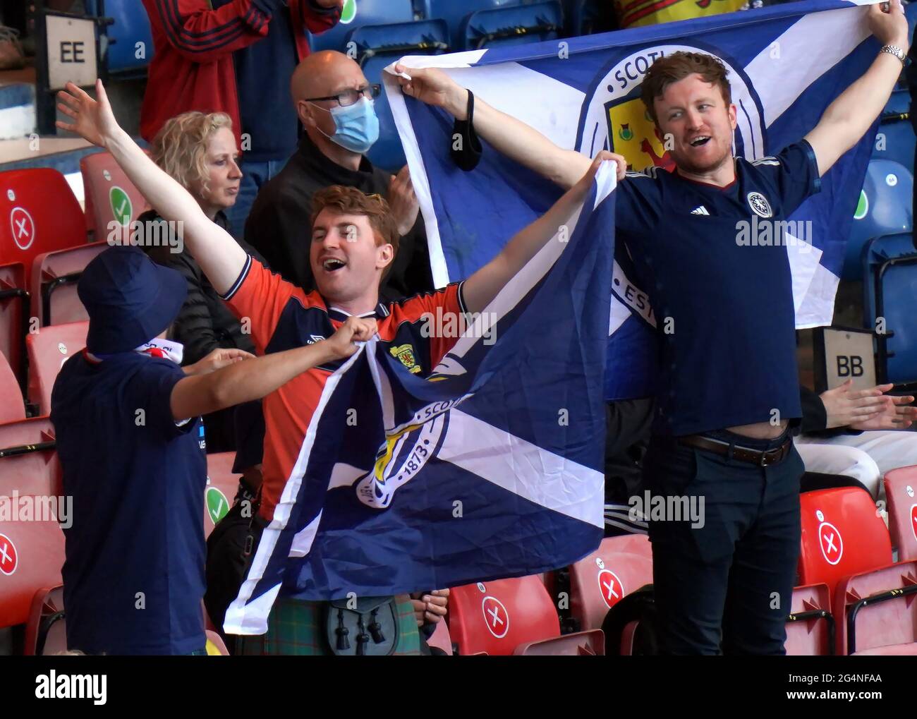 Scotland fans in the stands show their support before the UEFA Euro ...