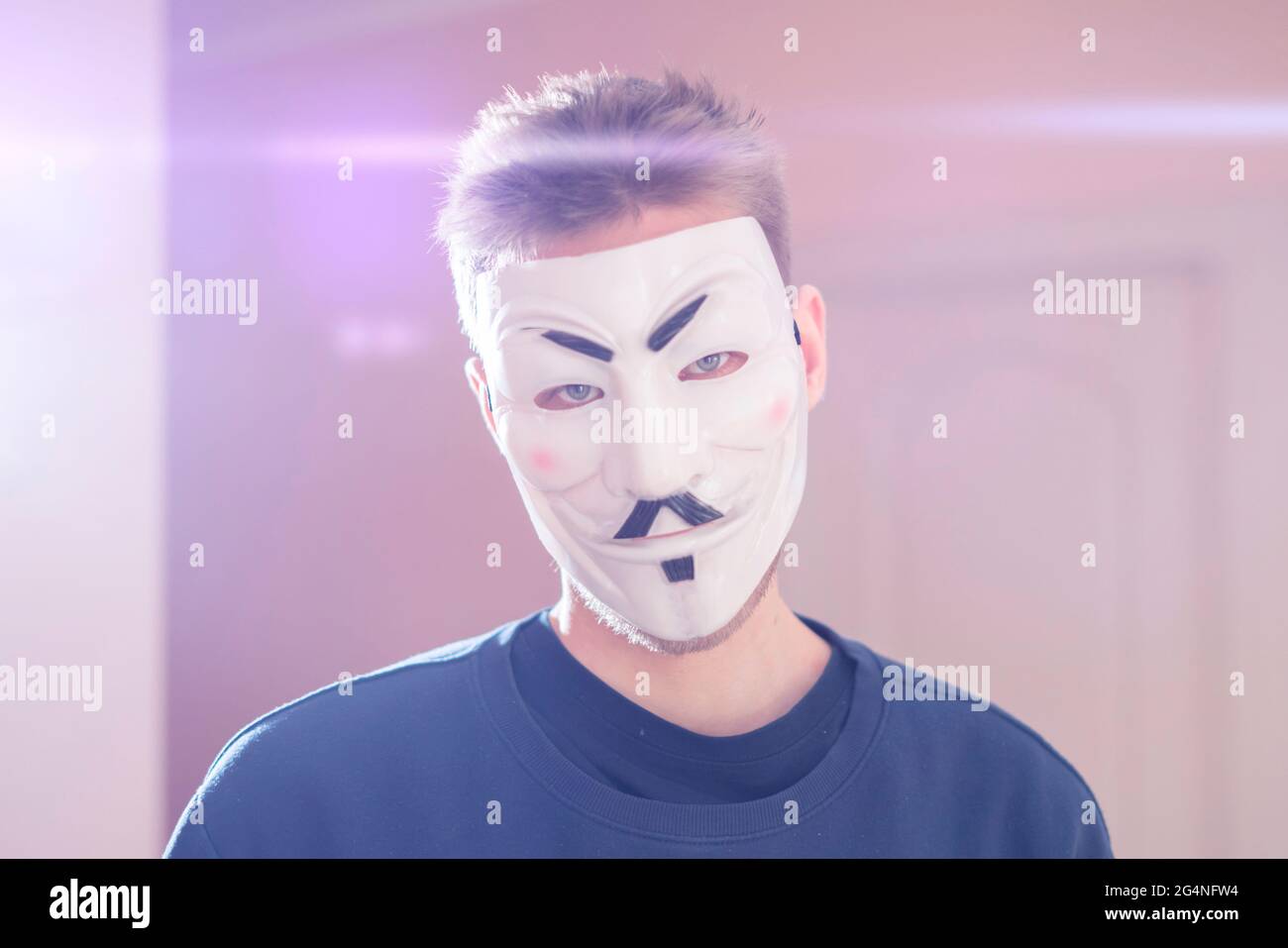 the anonymous person in the mask, protect the personal data information ...
