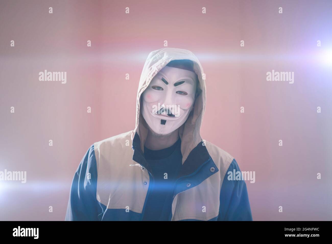 the anonymous person in the mask, protect the personal data information ...