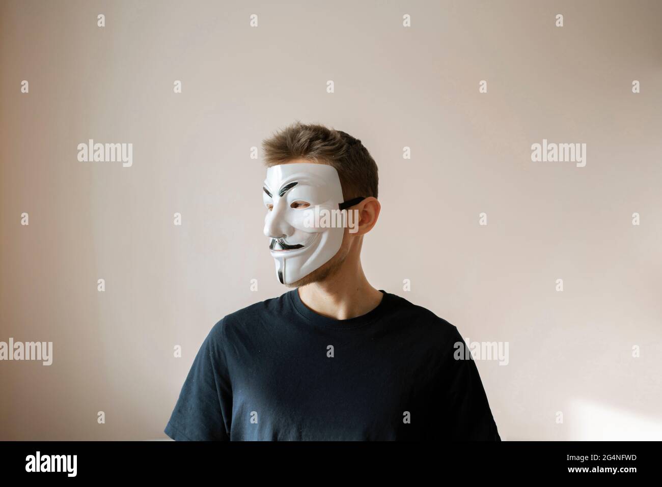 the anonymous person in the mask, protect the personal data information ...