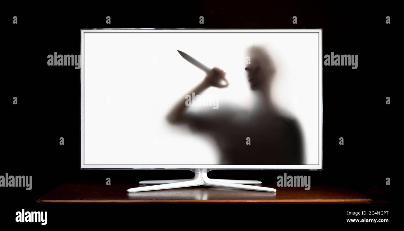 abstract digital screen with a horror movie, dark night concept Stock ...