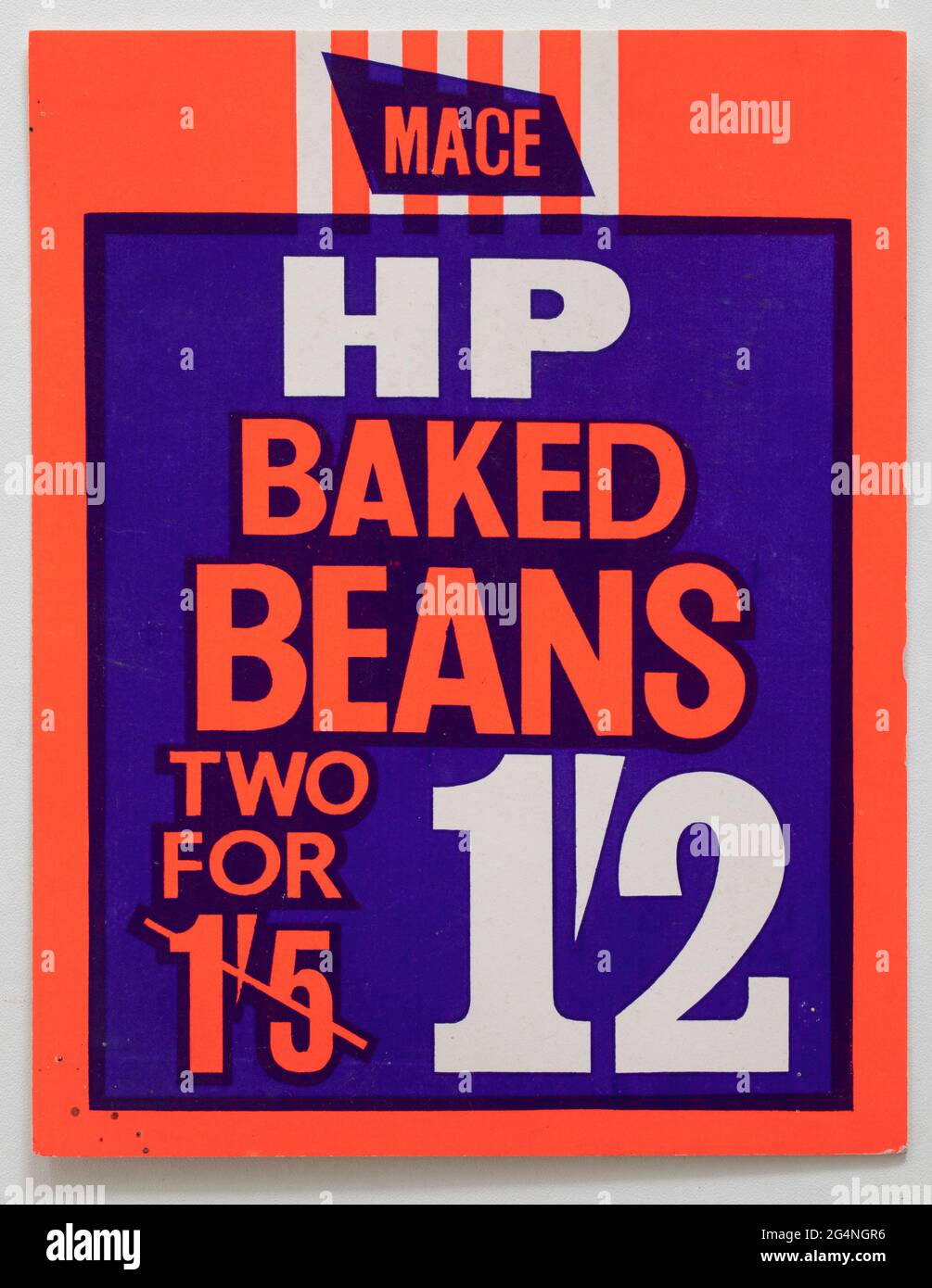 Vintage 1960s Shop Price Display Card - HP Baked Beans Stock Photo - Alamy