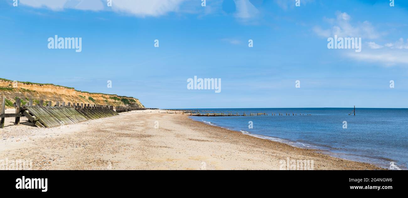 Multi image panorama of Happisburgh beach featuring the old wooden ...