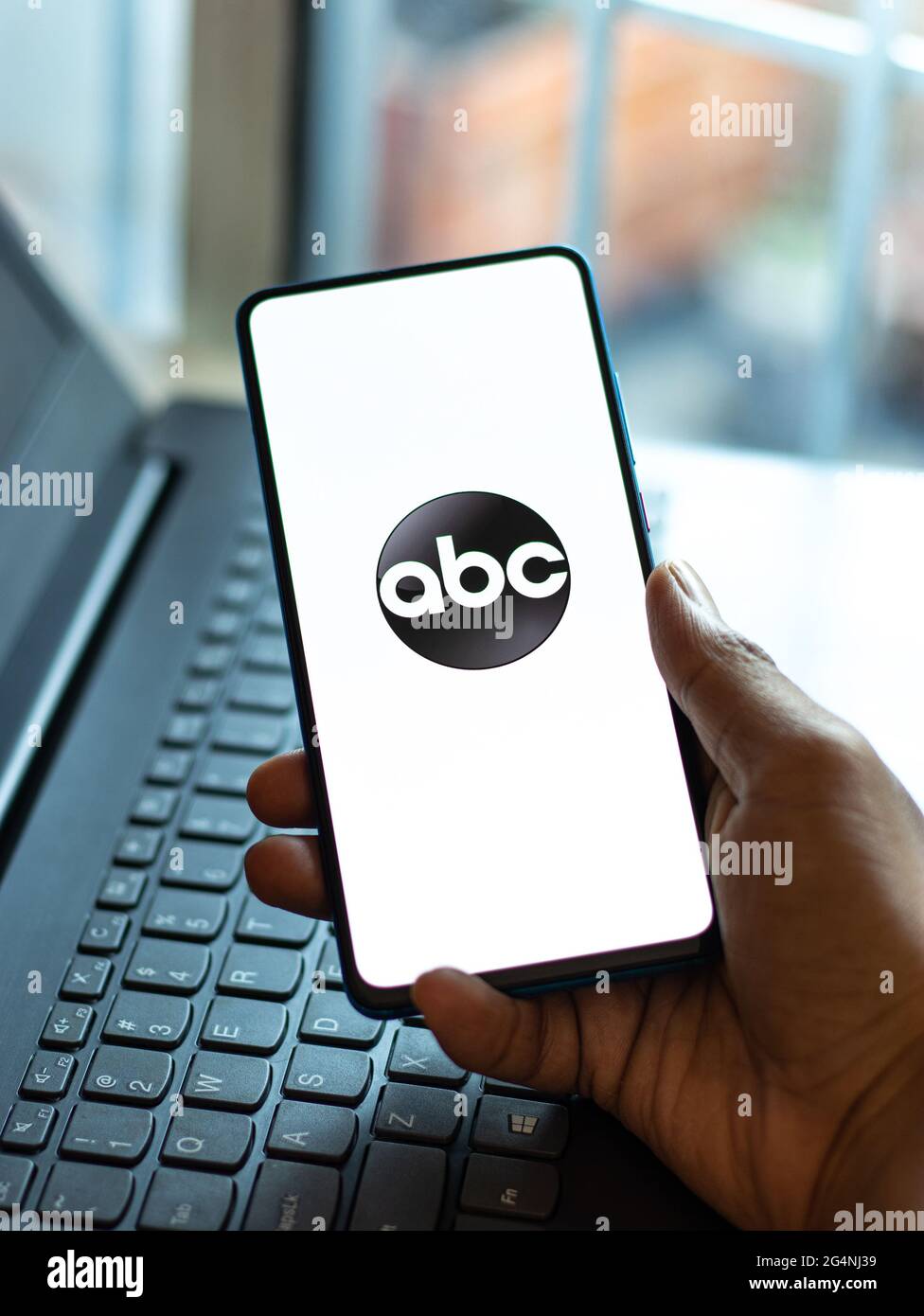 American Broadcasting Company or abc logo on phone screen stock image ...