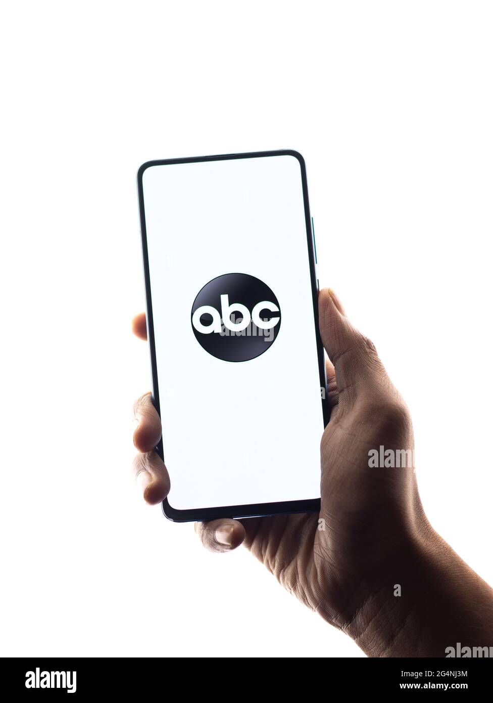 American Broadcasting Company or abc logo on phone screen stock image ...