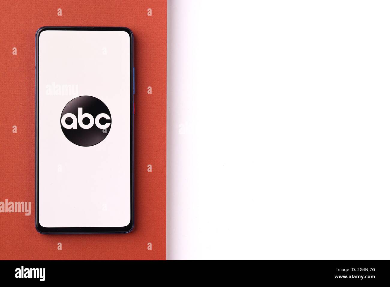 American Broadcasting Company or abc logo on phone screen stock image ...